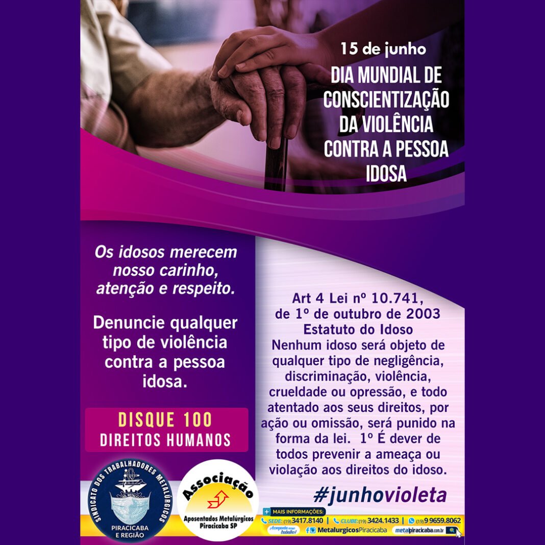 15 de junho – Dia Mundial de conscientização da violência contra a ...