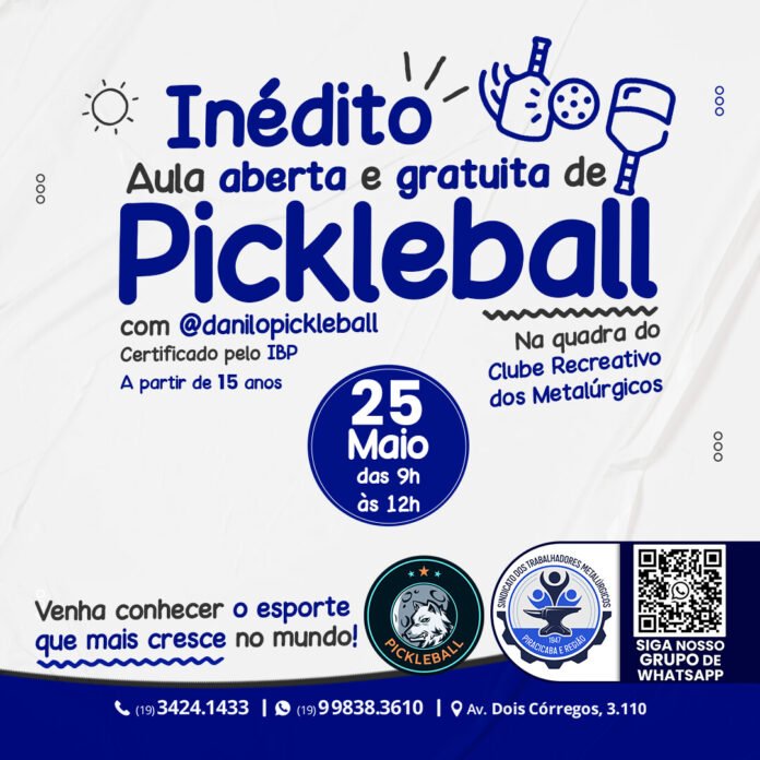 Inédito: aula aberta e gratuita de Pickleball | Sindicato dos ...